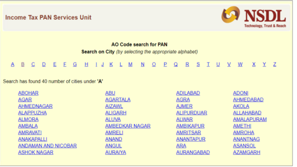AO Code for PAN and TAN Application