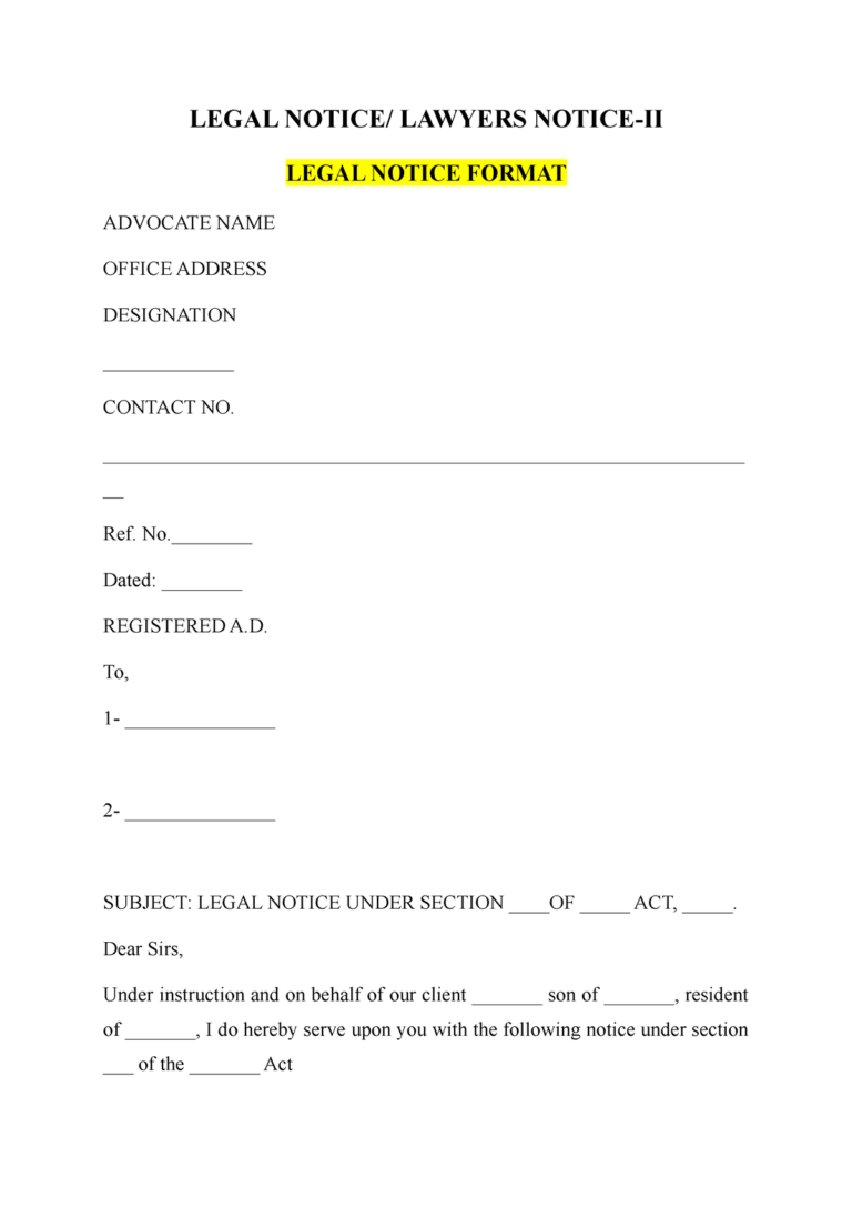 Legal Notice Format - How to Send a Legal Notice