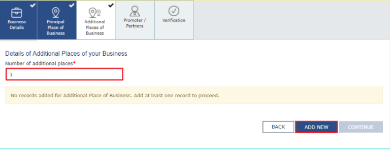 Procedure for an adding an additional place of business under GST